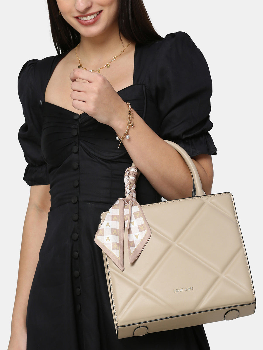 Lavie Luxe Quare Beige Medium Women's Satchel – Lavie World